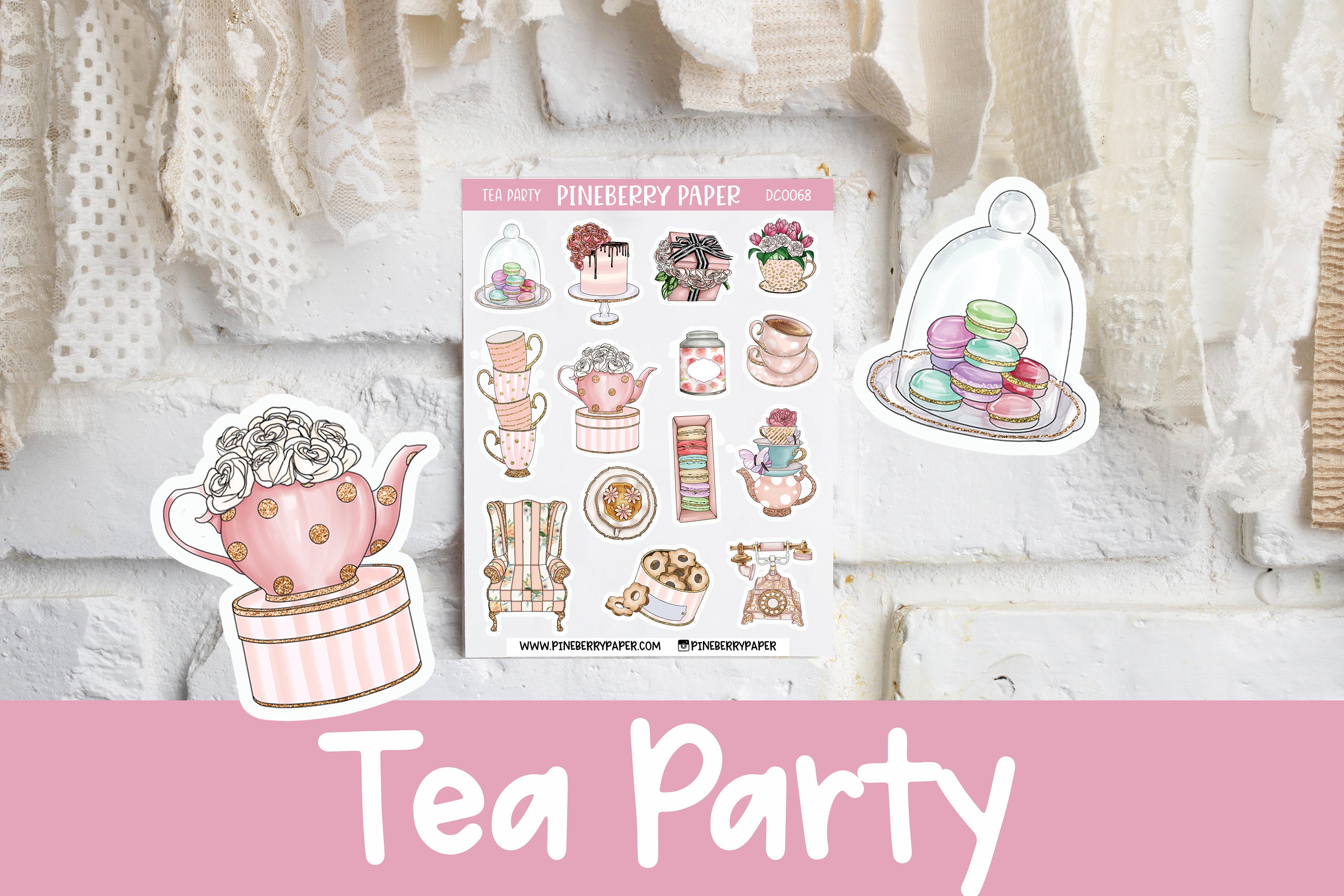 Tea Party Stickers Decorative Dessert Food Tea Pot | Etsy