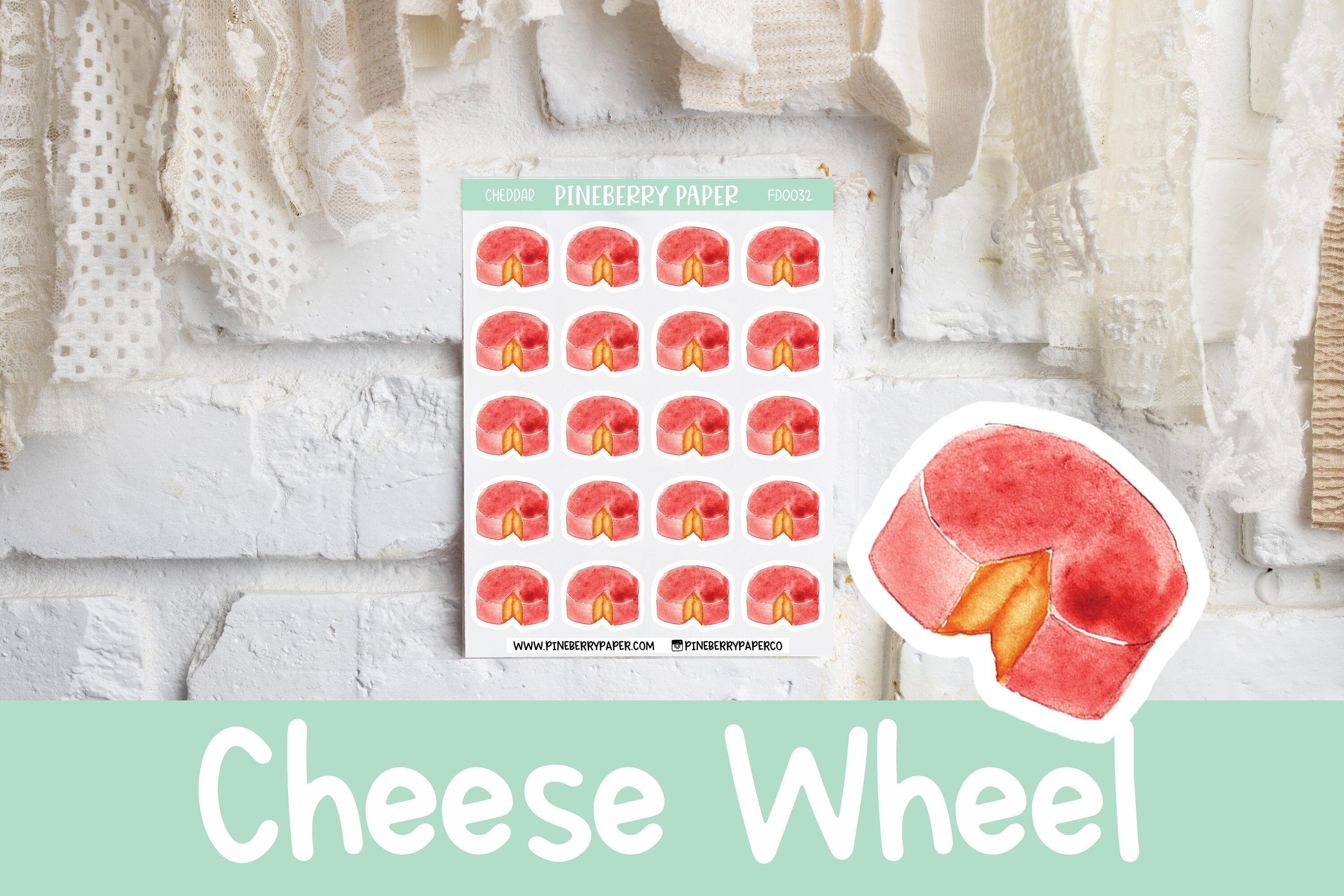 Cheese Stickers Cheddar Cheese Wheel Cream Cheese Blue | Etsy