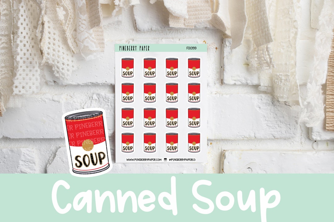 Canned Soup Stickers | Pantry | Food | Planner Stickers(erin Condren ...