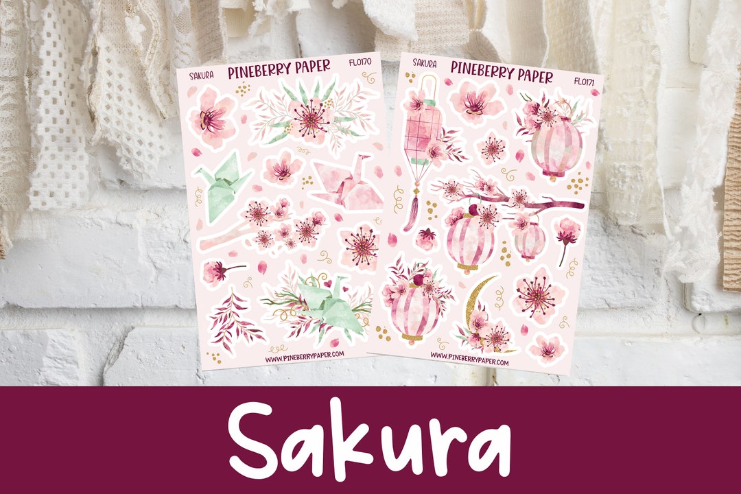 Sakura Stickers Cherry Blossoms Flowers Spring Floral Japanese Origami ...