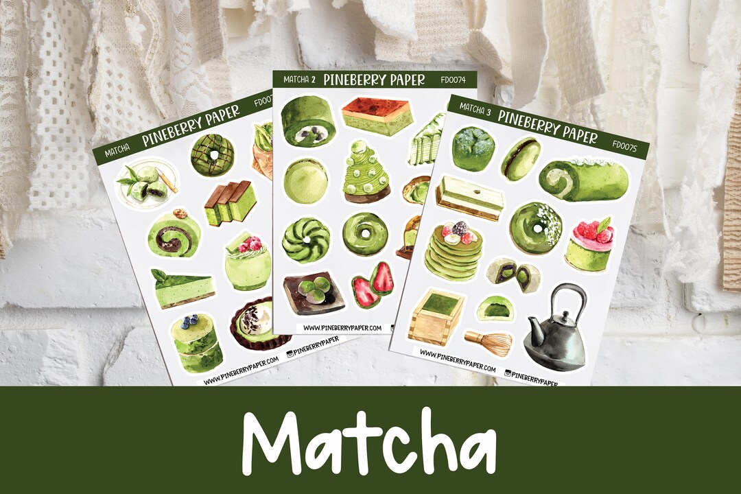 Matcha Stickers | Decorative | Food | Deco | Green Tea | Dessert | Cake ...