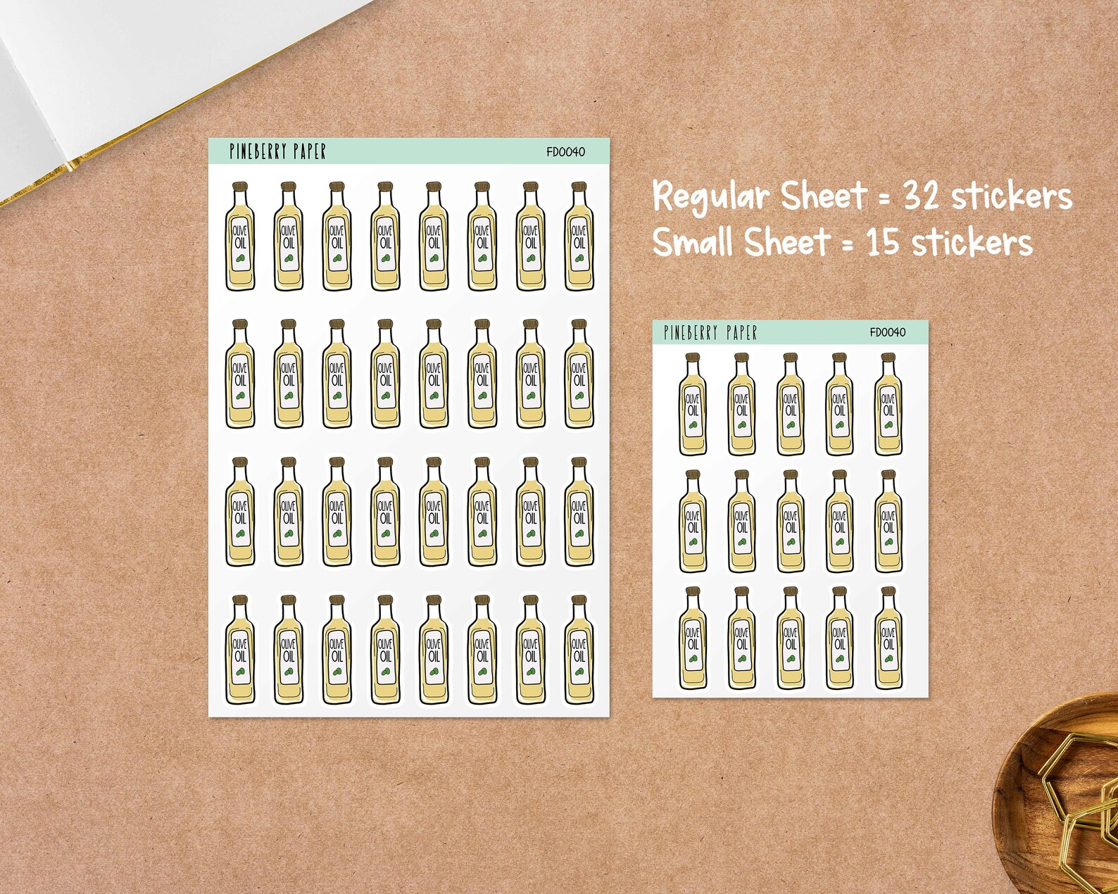Olive Oil Stickers Food Cooking Recipe Planner | Etsy