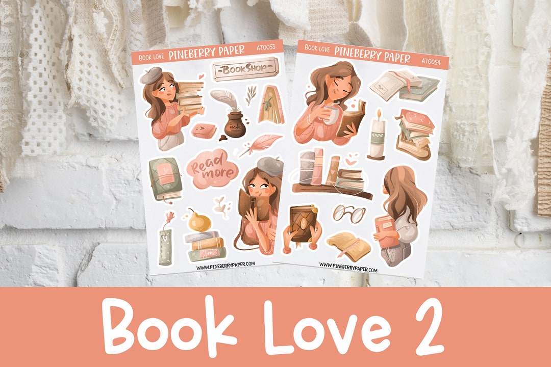 Book Love 2 Stickers Reader Bookstore Bookworm Student Librarian Writer ...