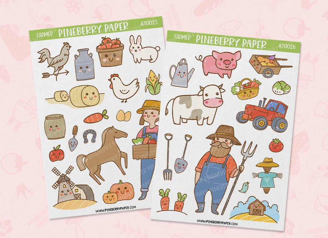 Farmer Stickers Decorative Livestock Planting Harvest Vegetables ...