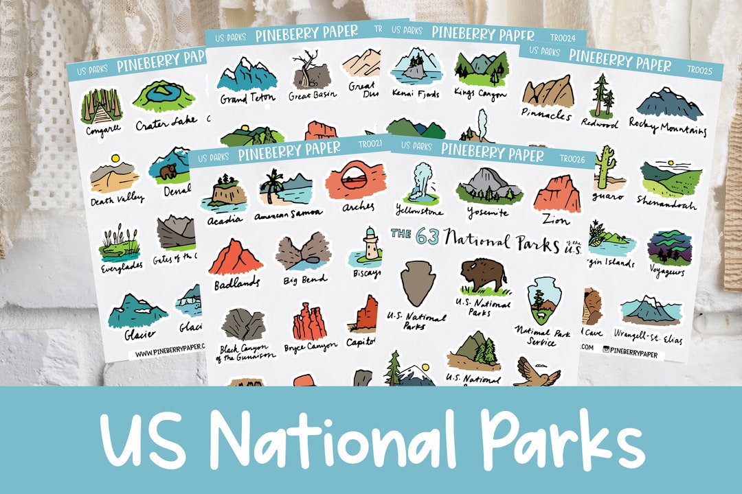 US National Parks Stickers | Travel | Visit | 63 United States Parks ...