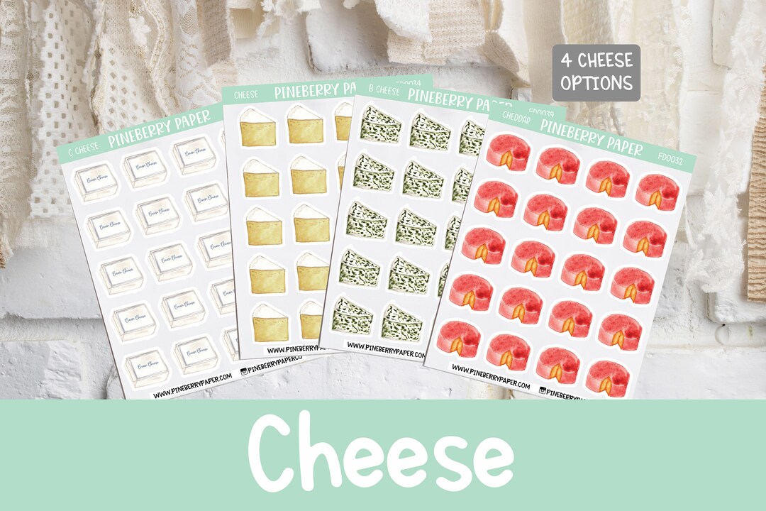 Cheese Stickers | Cheddar | Cheese Wheel | Cream Cheese | Blue Cheese ...