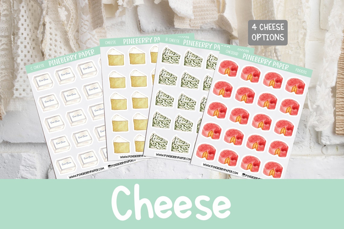 Cheese Stickers Cheddar Cheese Wheel Cream Cheese Blue | Etsy