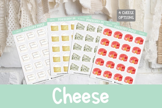 Cheese Stickers Cheddar Cheese Wheel Cream Cheese Blue | Etsy