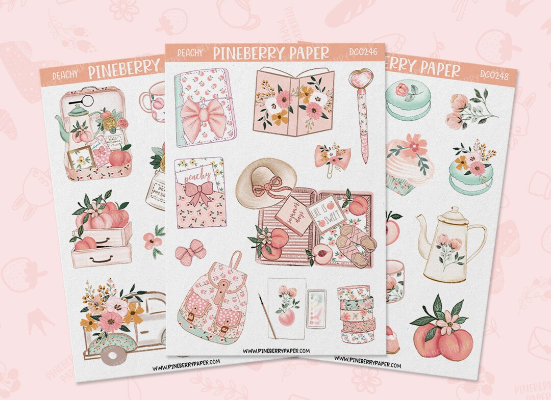 Peachy Stickers | Peaches | Floral | Summer | Stationery | Spring ...