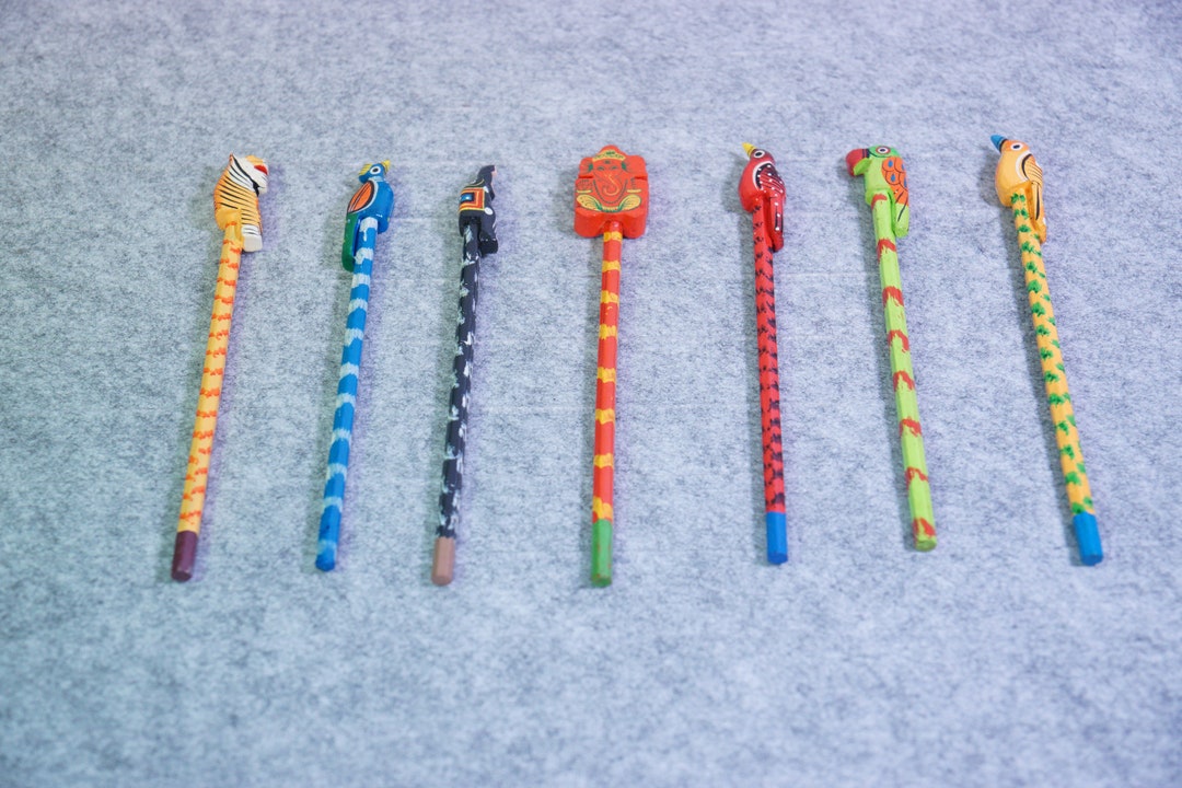 Handmade Wooden Pencil, Indian Pencils, Cute Animal Pencil, Wooden Hand ...