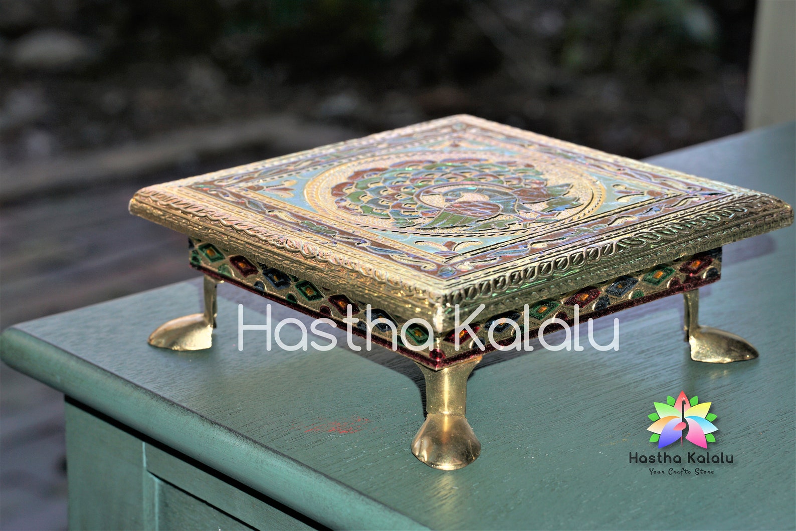 Pooja Chowki 6 Meenakari Puja Stool High Quality Wood - Etsy