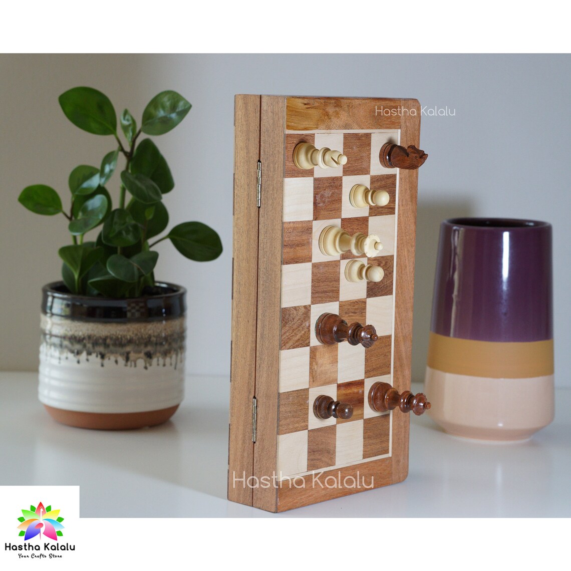 Travel Chess Set Wooden Magnetic Folding Travel Friendly/ - Etsy