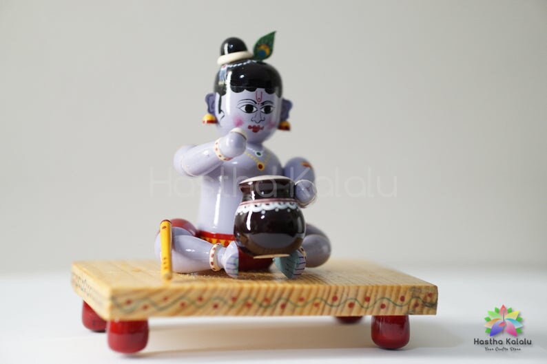 Baby Krishna With Butter Pot Kondapalli Toys/ Navaratri - Etsy UK
