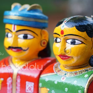 Handmade/ Vegetable Color Painted Welcome Couple/ Raja-rani Idols ...