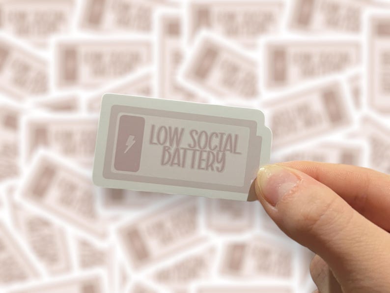 Low Social Battery Sticker | Glossy Bookish Decal for Kindle, Laptop ...