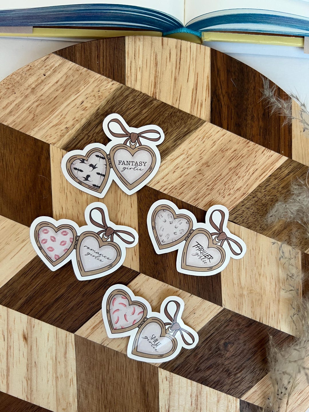 Bookish Heart Locket Sticker Set | Fantasy, Romance, Thriller, Smut ...