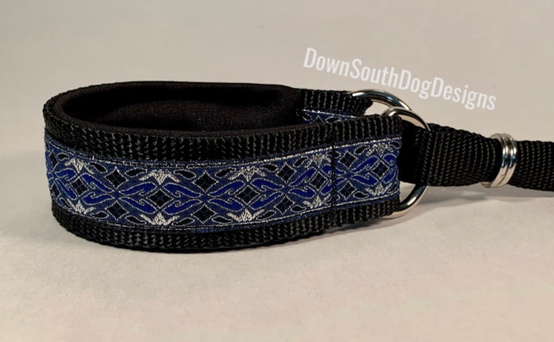 French Martingale Leash "blue & Silver" Dog Leash, Martingale Collar ...