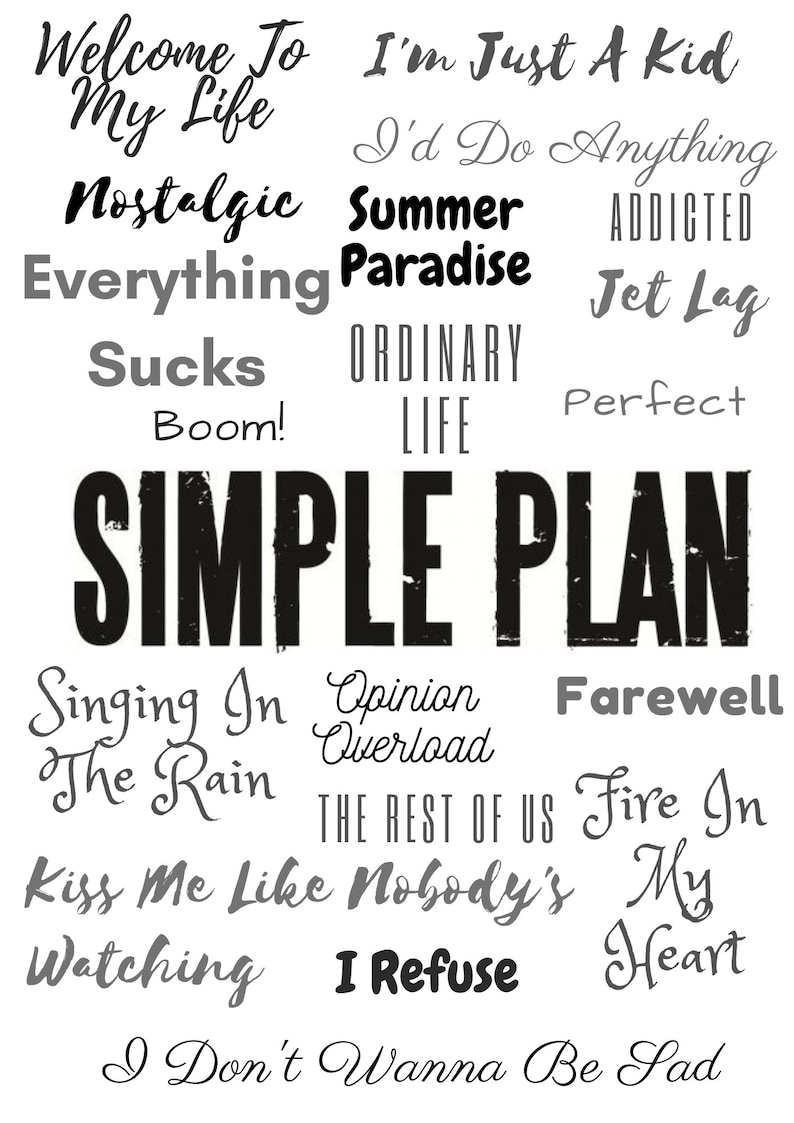 Simple Plan Lyric Print - Etsy