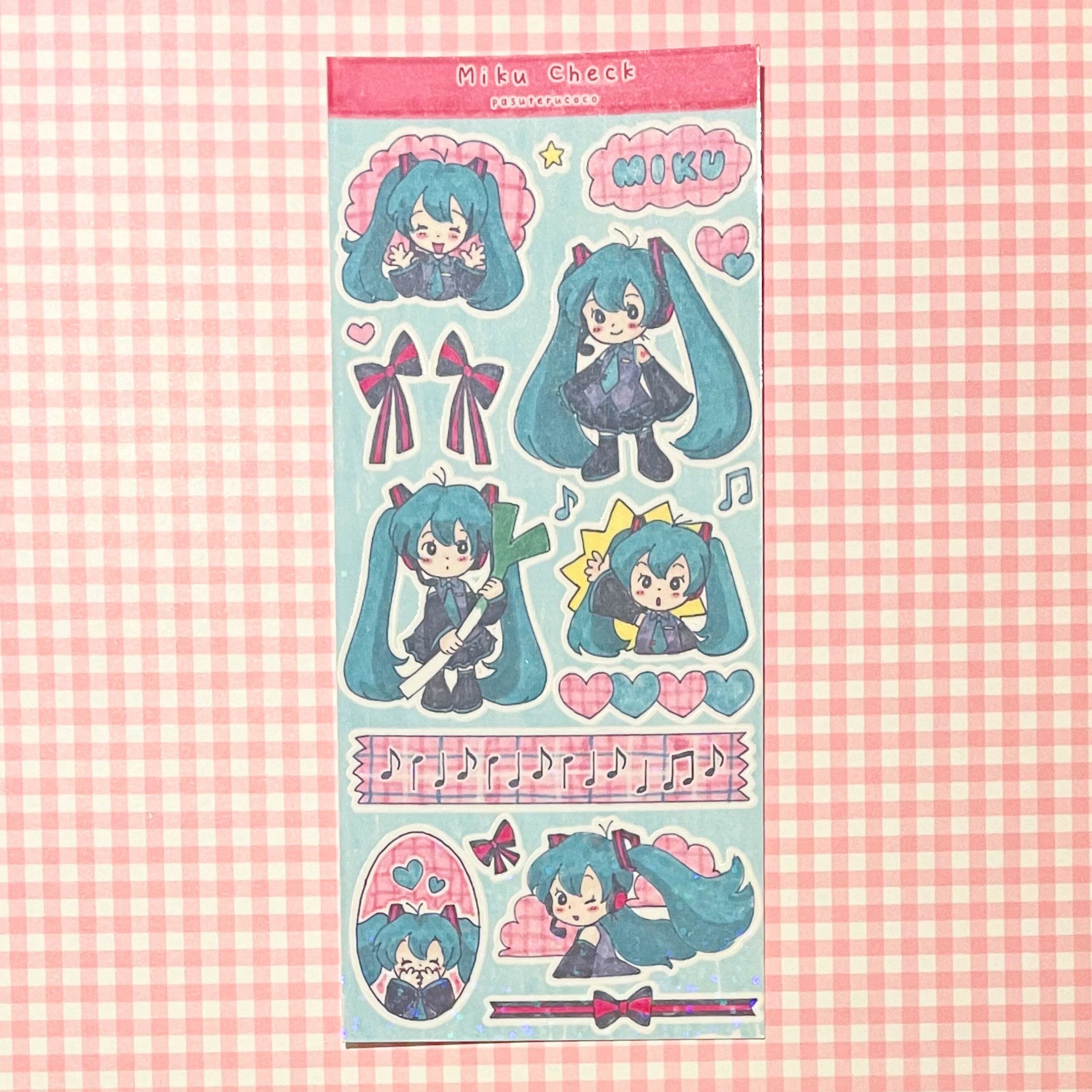 Scrapbooking Embellishments Vocaloid Miku Check Holo Sticker Sheet ...