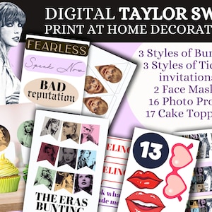 Taylor Swift Print at Home Decorations - Bunting, Face Masks, Eras ...