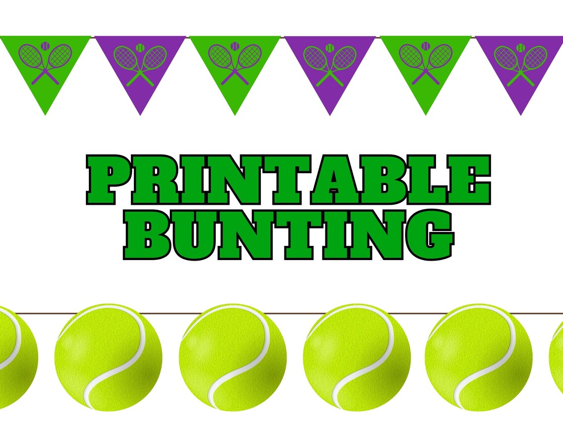 Tennis-themed Party Bundle Pack | Printable Tennis Bunting, Tennis ...