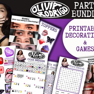 Olivia Rodrigo Party Bundle, Printable Decorations, Bunting, Quiz ...