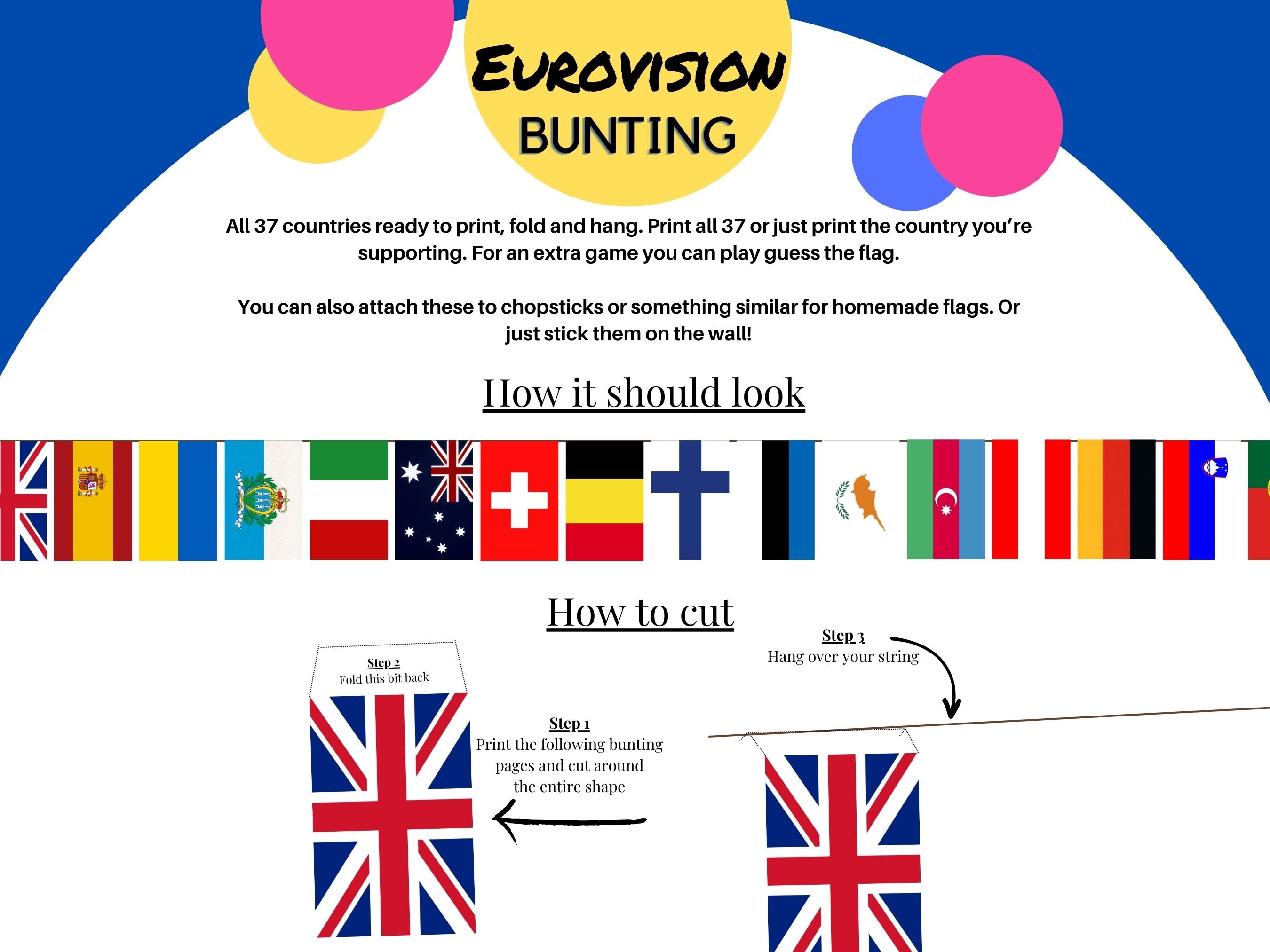 Eurovision 2024 Print at Home Flag Bunting Instant Download Digital ...