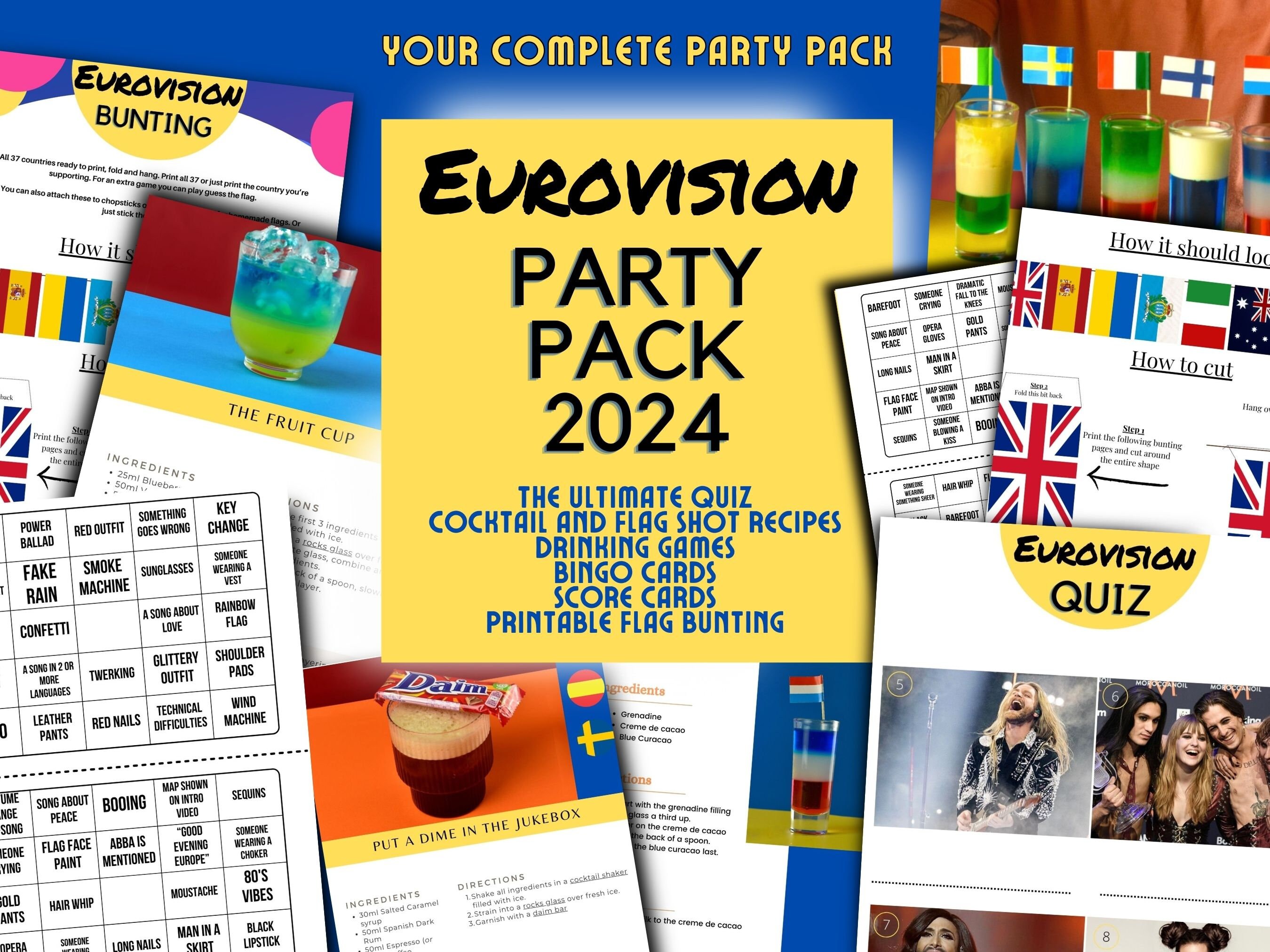 Eurovision 2024 Party Bundle Pack, Printable Bunting, Quiz, Bingo Cards ...