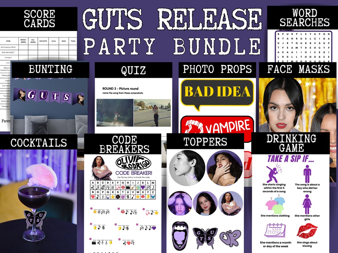 Olivia Rodrigo GUTS Party Pack Printable Decorations - Etsy Australia