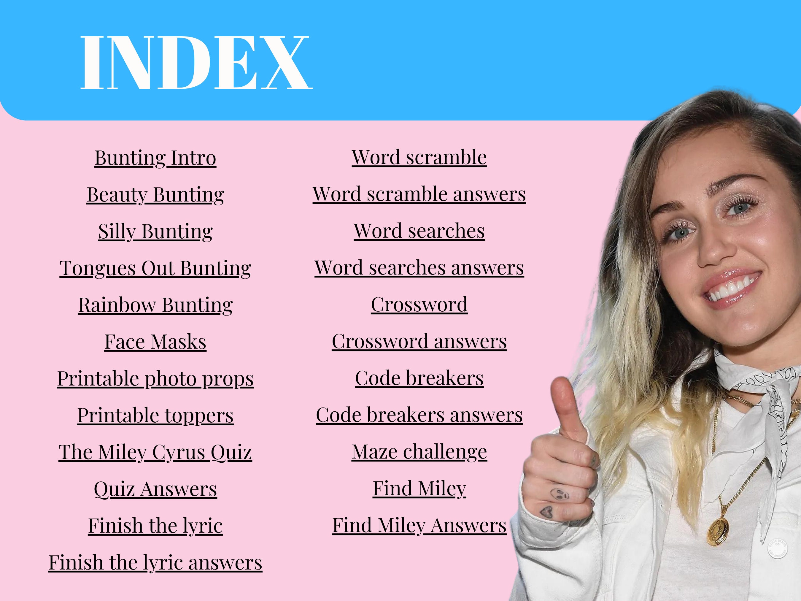 Miley Cyrus Party Pack Bundle, Printable Decorations, Bunting, Quiz and ...