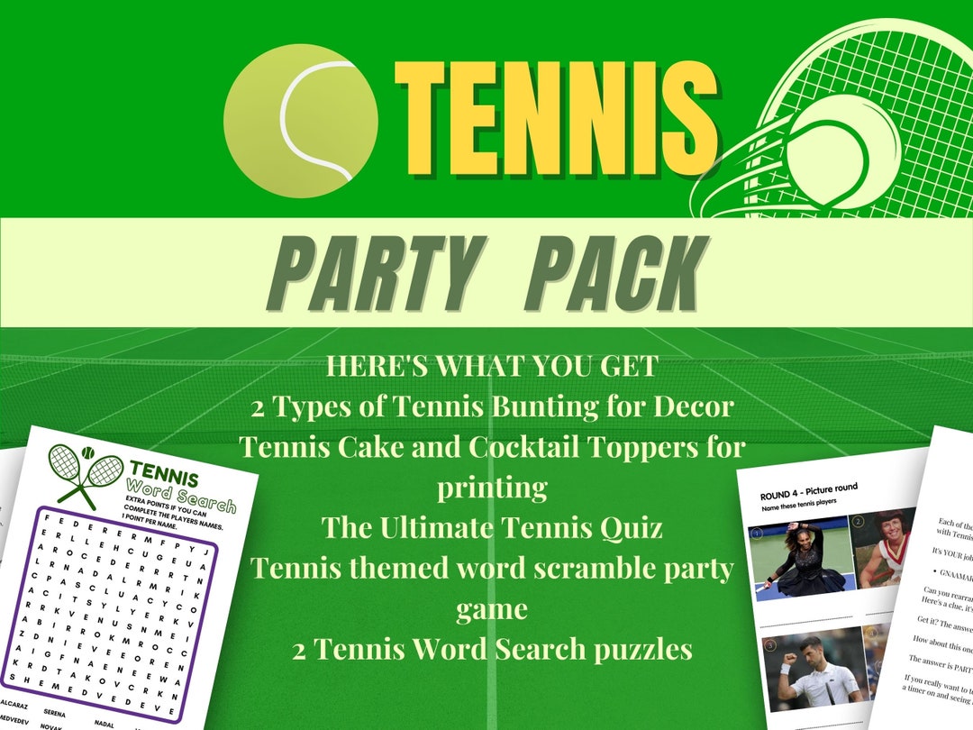 Tennis-themed Party Bundle Pack | Printable Tennis Bunting, Tennis ...