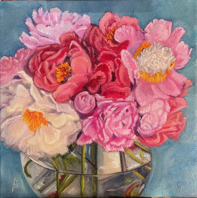 Vase Of Peonies Etsy