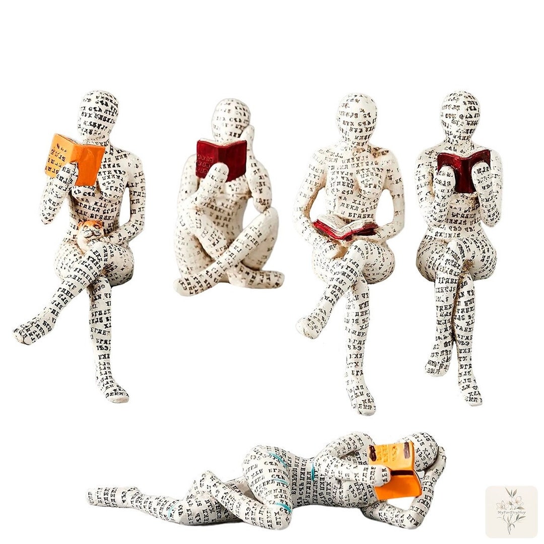 Reading Miniatures Shelf Sitter, Reader Statuette Modern Art Objects ...