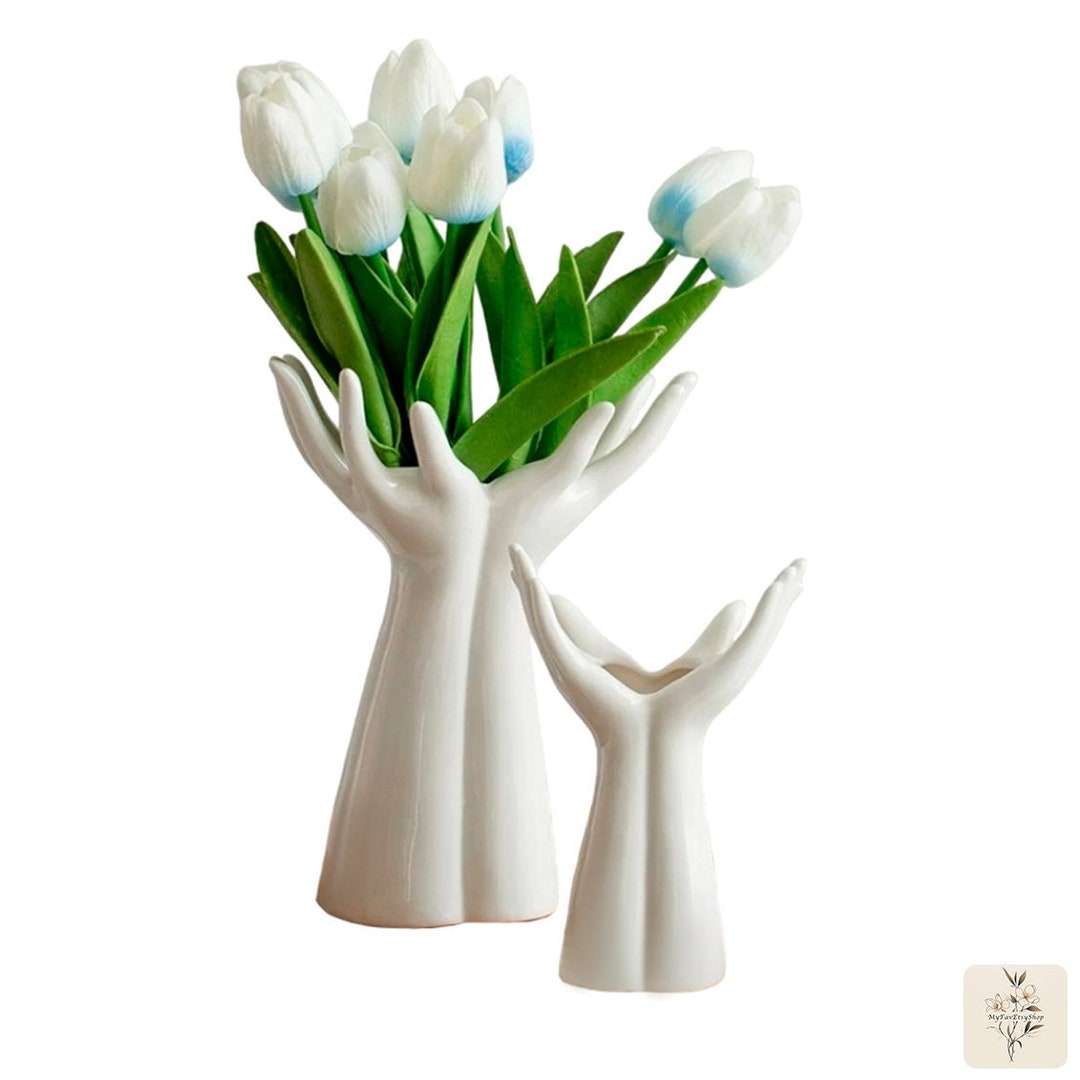 Two Hands Ceramic Vase for Flowers, Ceramic Hand Vase, Dried Flower ...