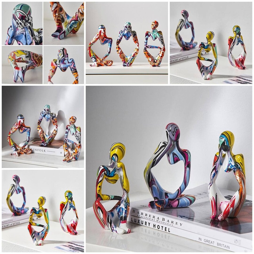 Street Art Thinking Miniatures Bookshelf Decor, Thinker Statuette Shelf ...