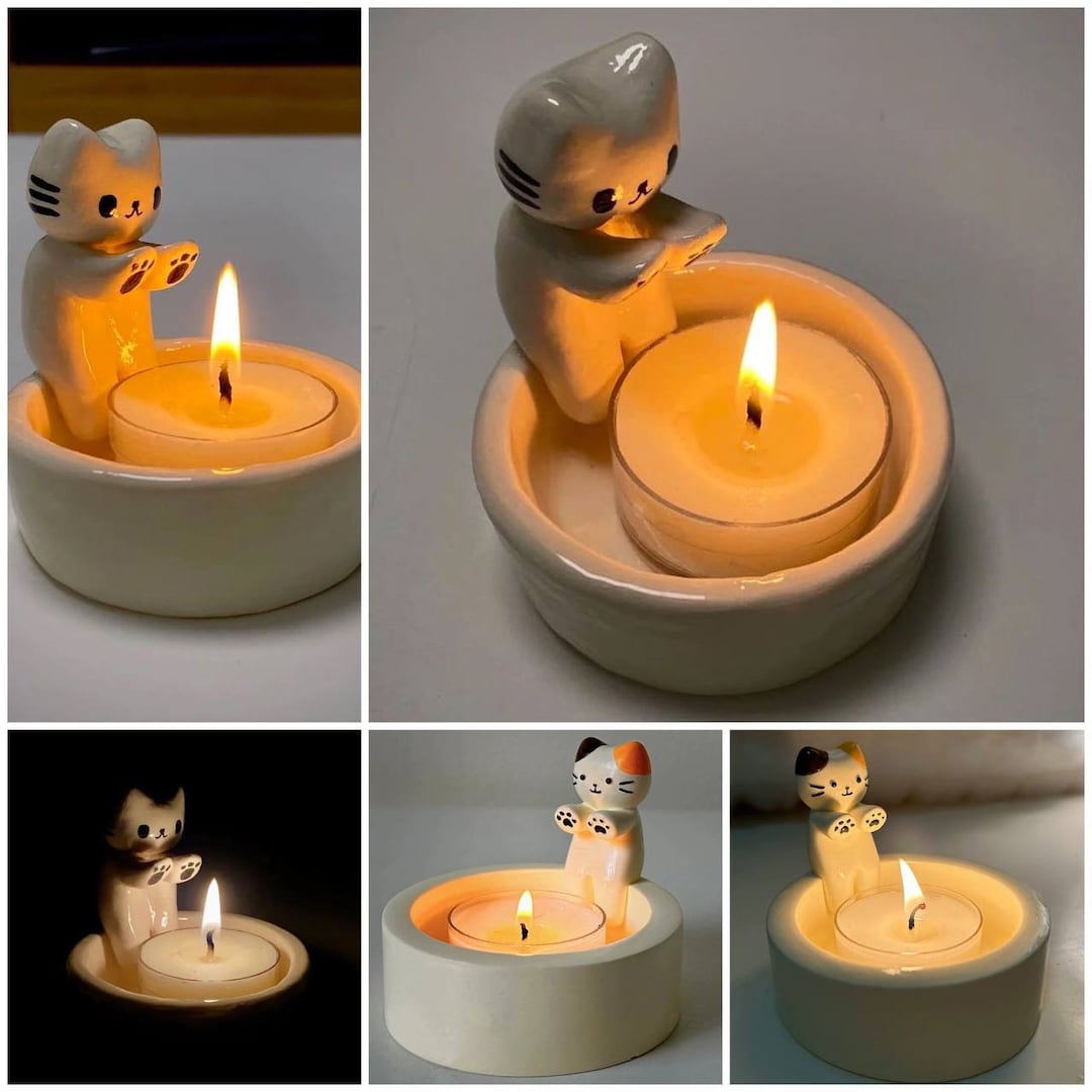 Cute Cat Candle Holder, Cat Ornament Tea Light Holder, Cat Lover Gift ...