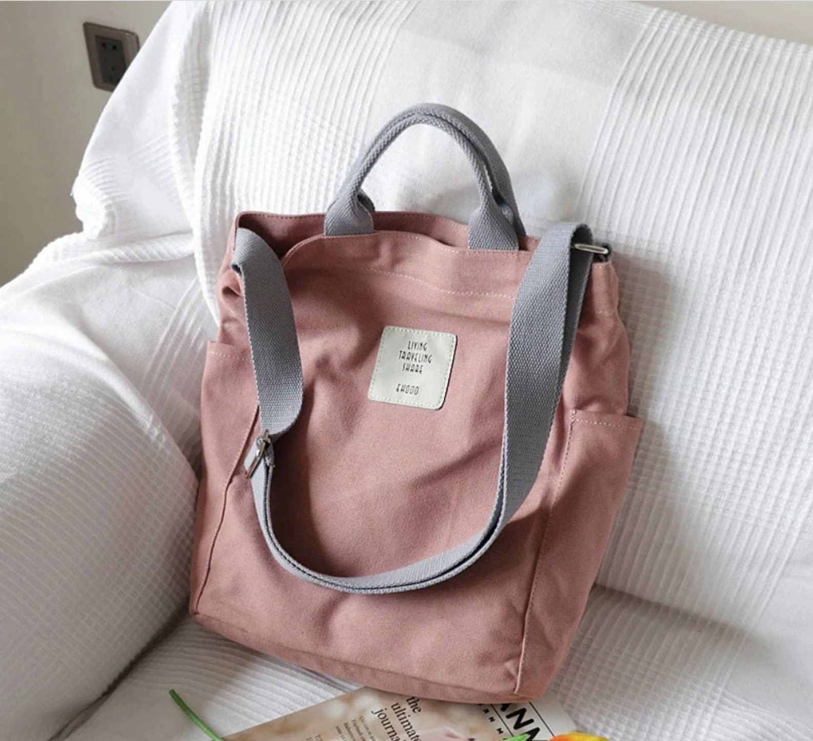 Canvas School Bag Crossbody Bag Canvas Tote Bag Cotton Eco - Etsy