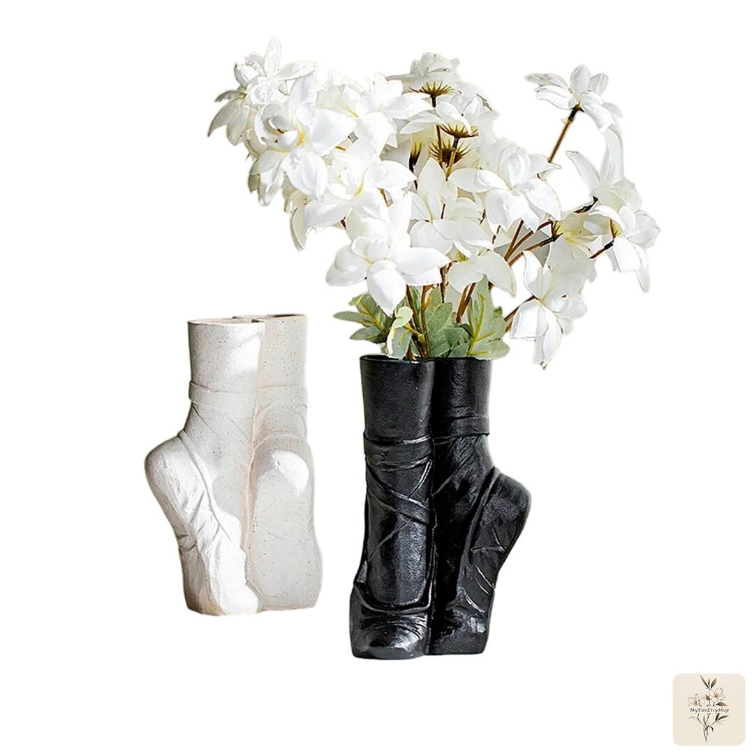 Ballet Pointe Shoes Vase for Flowers, Modern Ceramic Vase, Ballerina ...