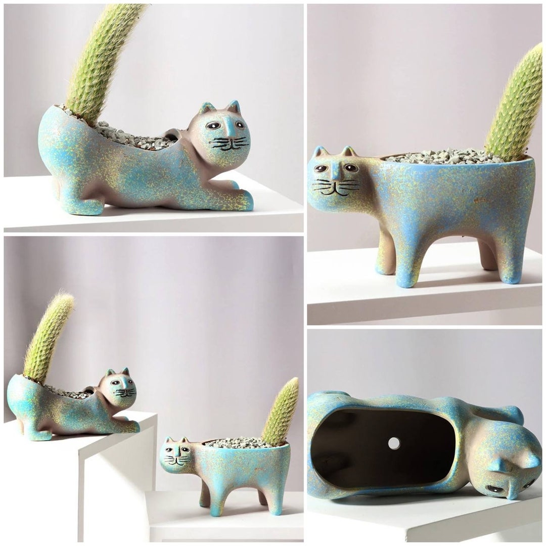 Cat Succulent Planter Pot, Ceramic Cat Planter Pot, Mini Planter ...