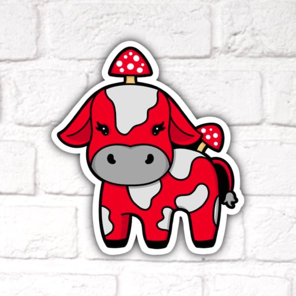 Mushroom Cow Sticker - Etsy