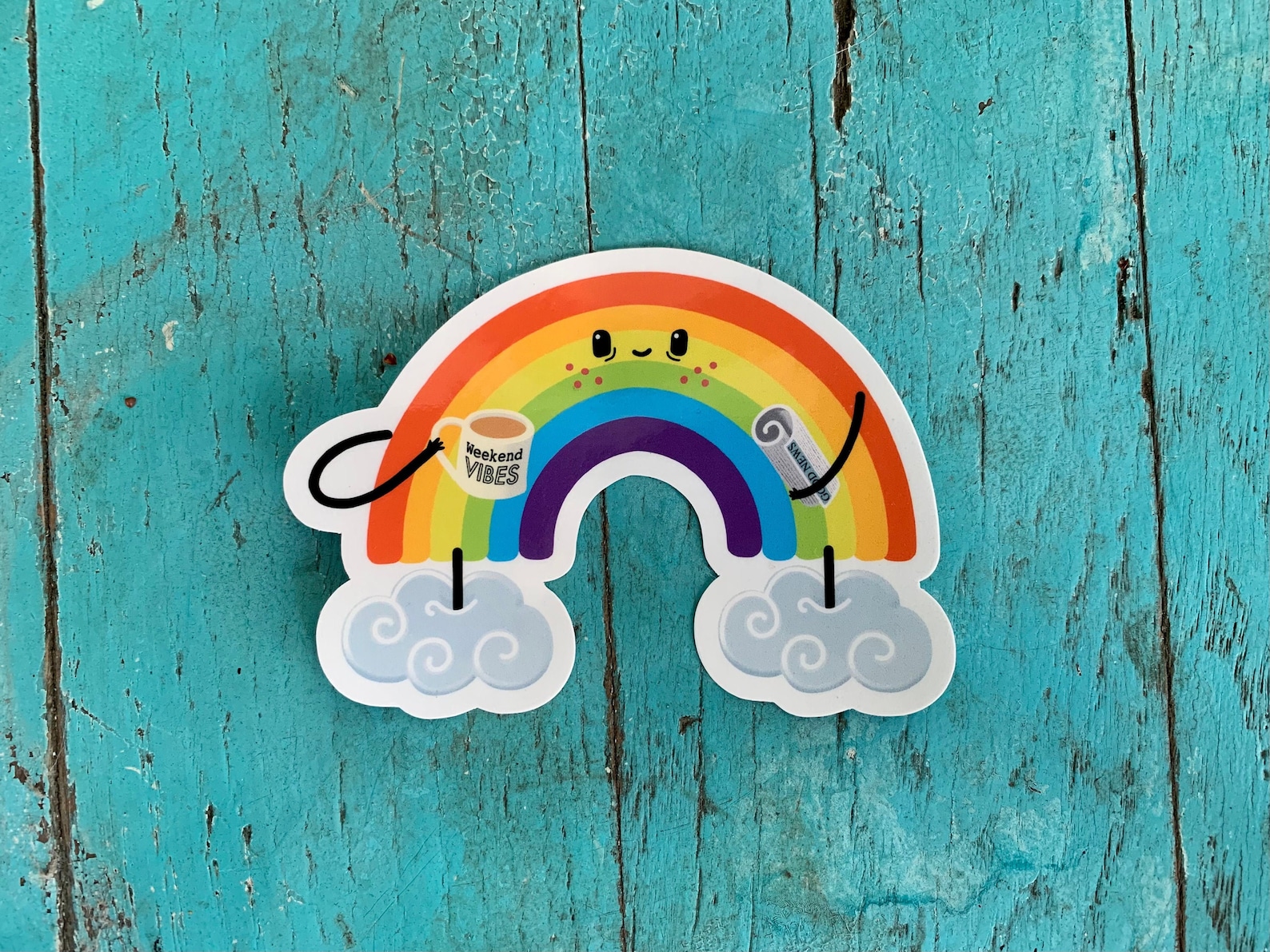 Weekend Vibes Vinyl Rainbow Sticker Decal - Etsy