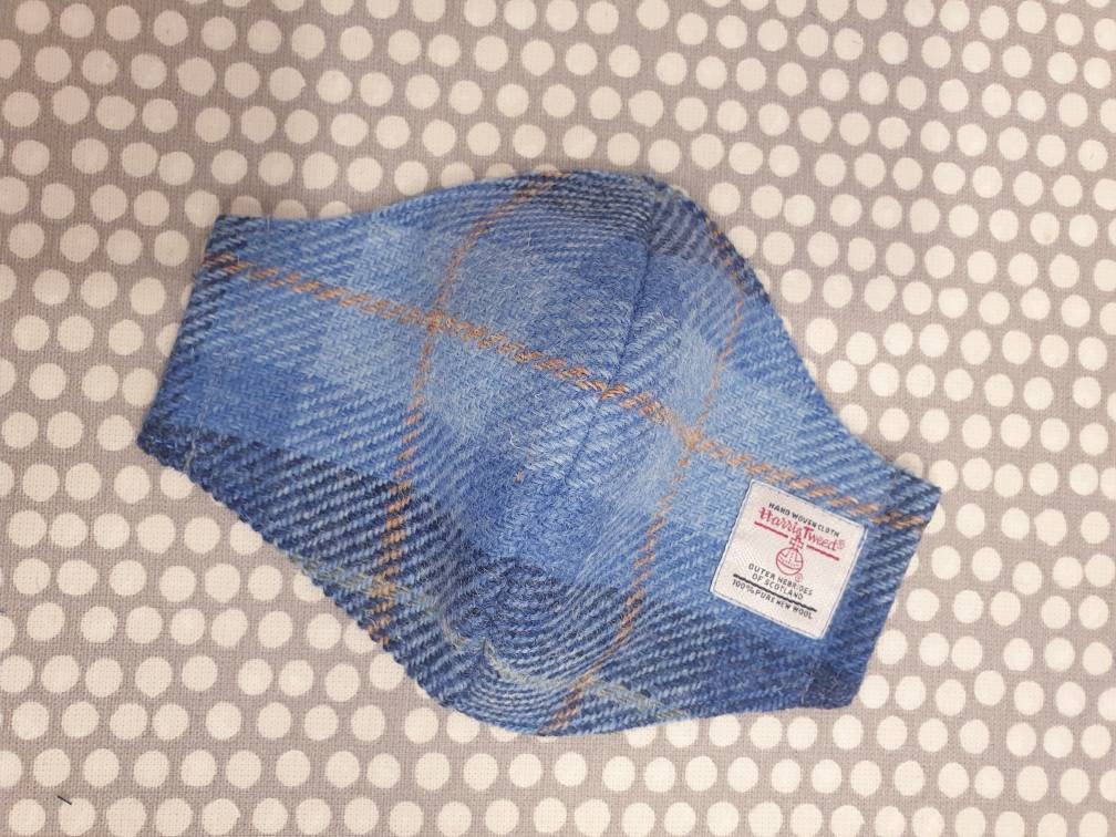 Harris Tweed Face Mask: Scottish Wool Herringbone or Tartan - Etsy