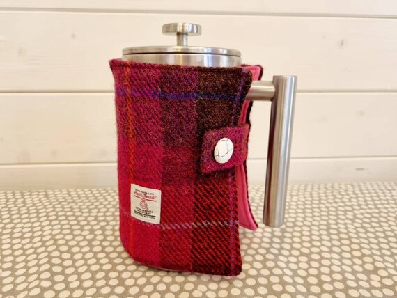 Harris Tweed Coffee Cafetiere Cosy Cerise Check Tweed - Etsy