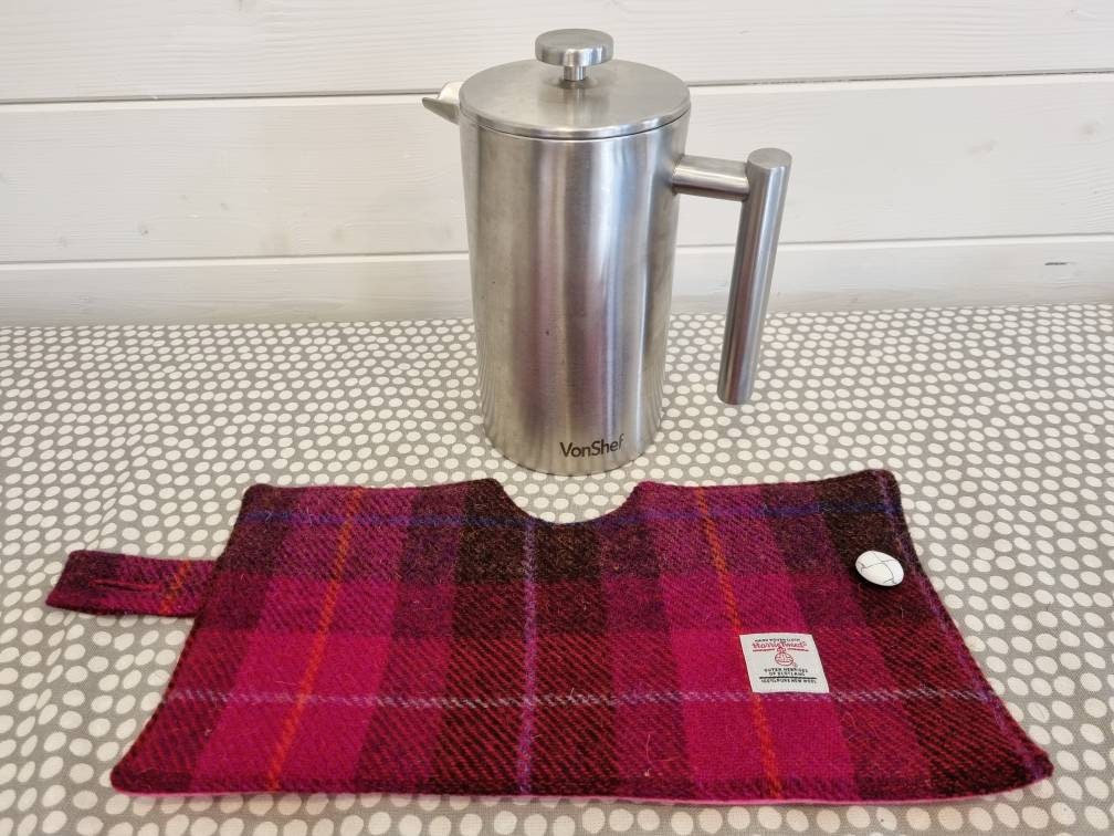 Harris Tweed Coffee Cafetiere Cosy Cerise Check Tweed - Etsy