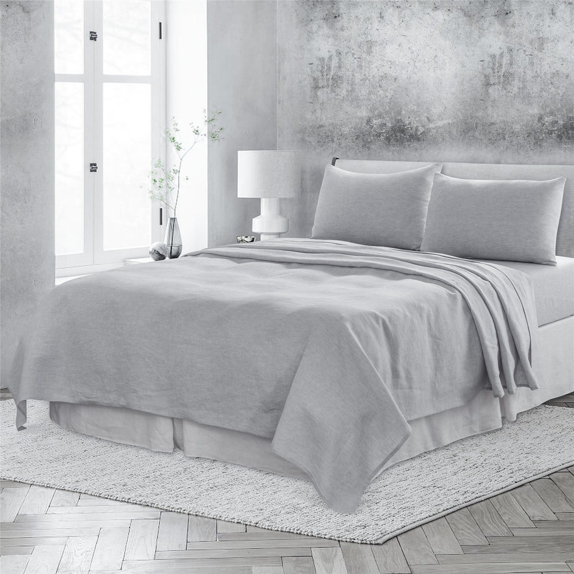 Linen Sheets Set Stonewash Soft Custom Size Natural Bedding - Etsy