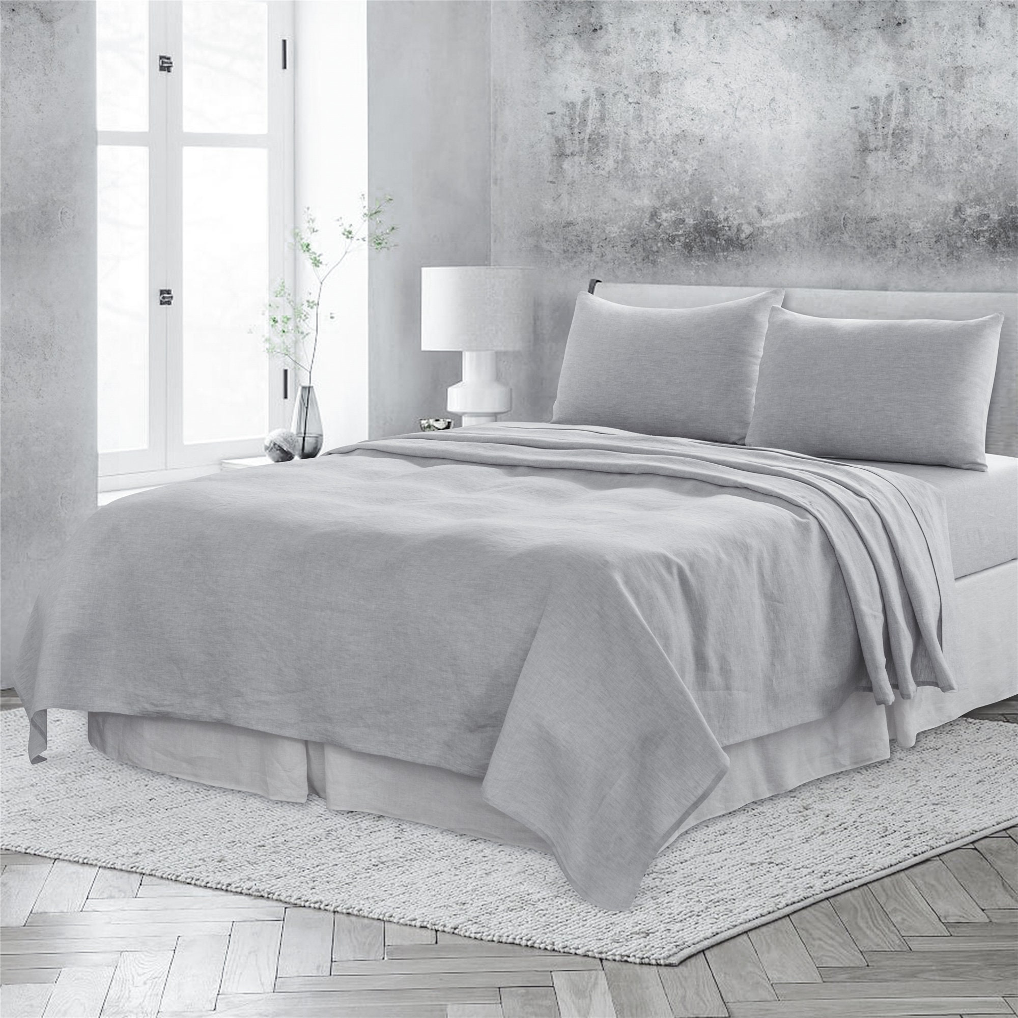 Linen Sheets Set Stonewash Soft Custom Size Natural Bedding Belgian ...