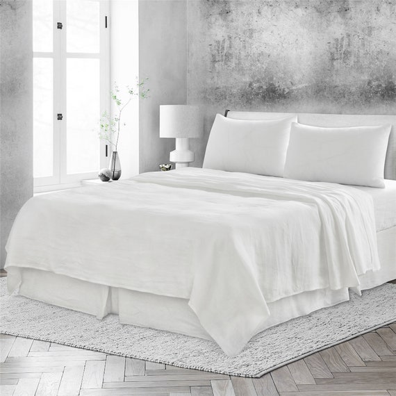 Linen Sheets Set Stonewash Soft Custom Size Natural Bedding - Etsy