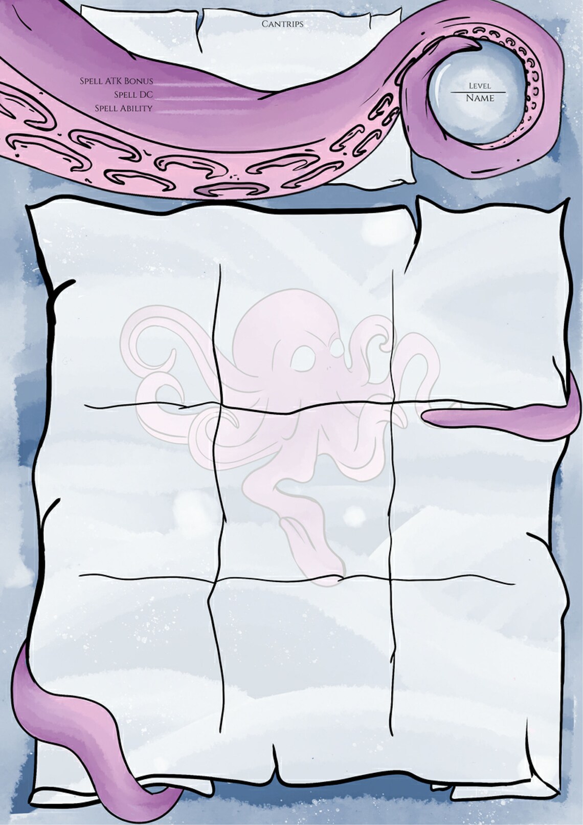 Octopus Dnd Character Sheets D&D 5e Ttrpg Printable Dnd | Etsy