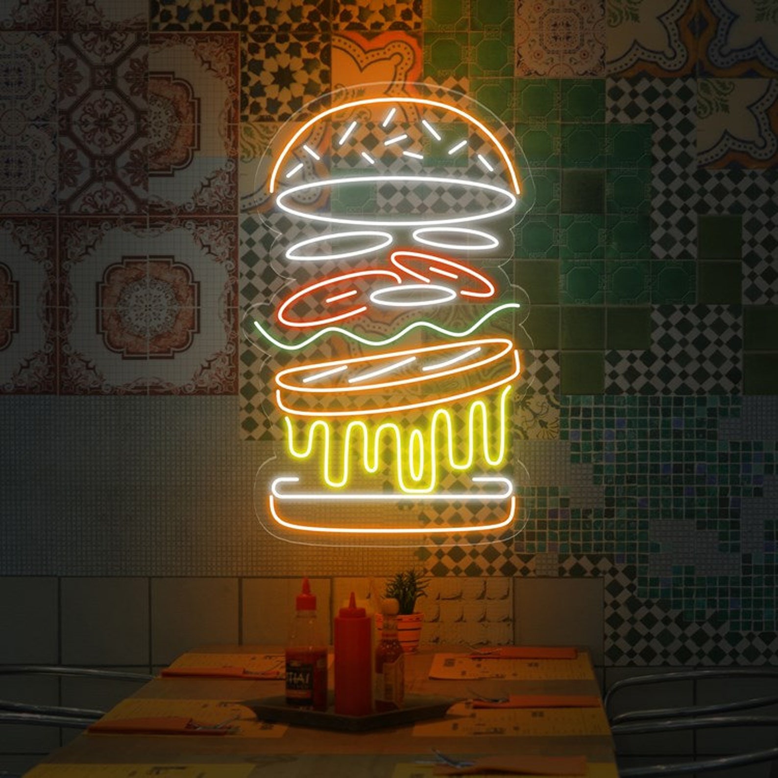 Burger neon sign Custom neon sign Burger wall decor Burger | Etsy
