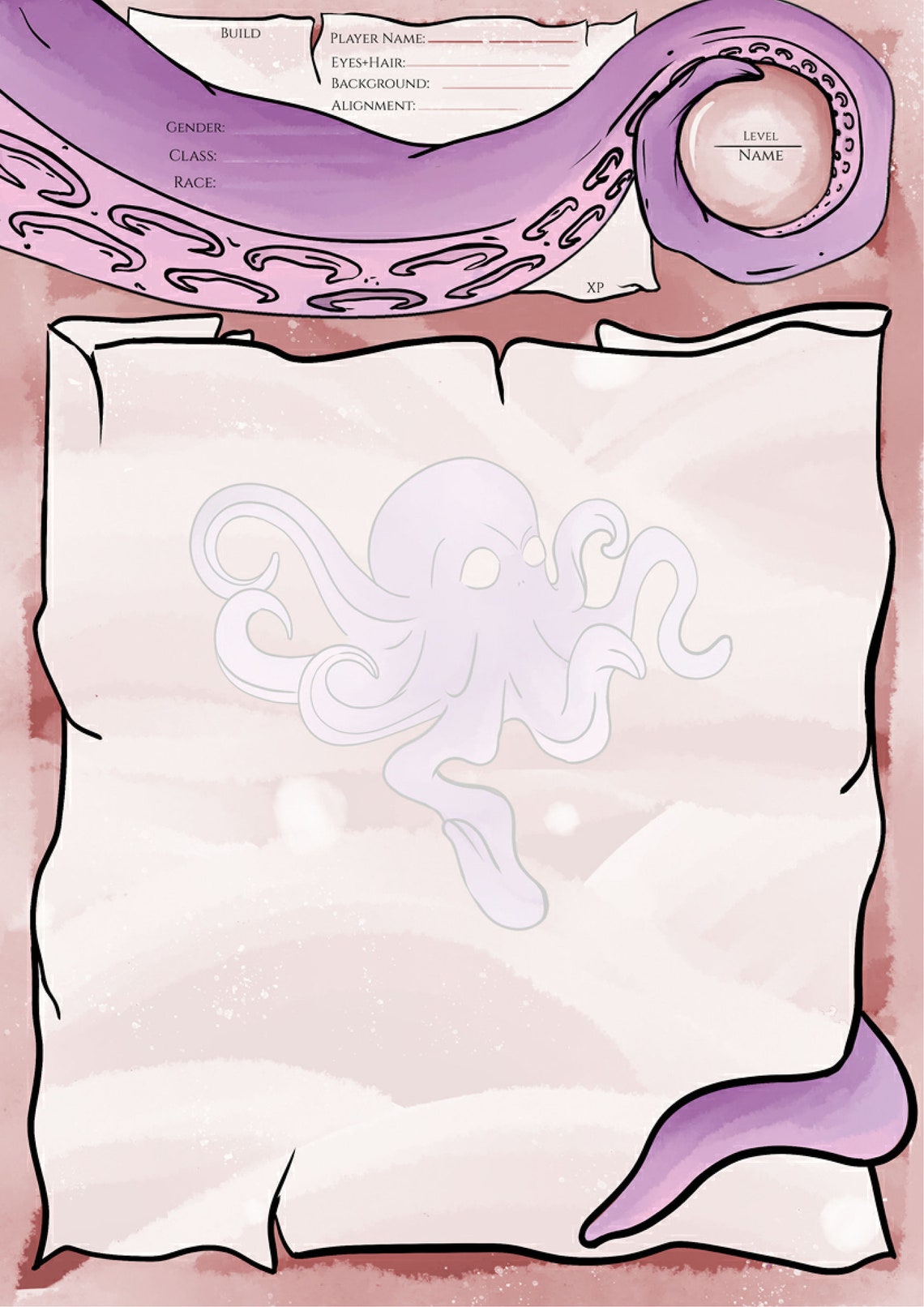 Octopus Dnd Character Sheets D&D 5e Ttrpg Printable Dnd - Etsy